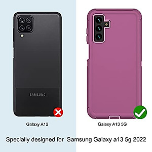 ONOLA Galaxy A13 5G Case with 2-Pack HD Screen Protector, Durable Shockproof 3-Layer Cover (WineRed Pink)