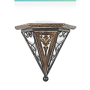 Zifron Wood Store Wall Mounted Wooden & Wrought Iron Wall Bracket/Home Decor Beautiful Triangle Shape Design Wall Shelf (11 X 5 X 10.2 in,Black, Set of 1)