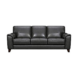 Armen Living Bergen 87" Leather Square Arm Sofa, Pewter