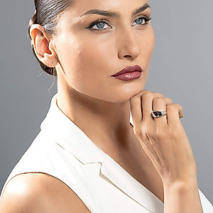 PEORA Garnet Museum Solitaire Ring for Women 925 Sterling Silver, Genuine Gemstone Birthstone, 1.25 Carats Marquise Shape 10x5mm, Size 8