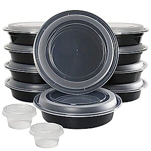 HYMEEE 48oz round food salad bowls with lids reusable takeout large meal prep containers BPA free to go freeze bento lunch boxes microwave dishwasher safe 10Pack