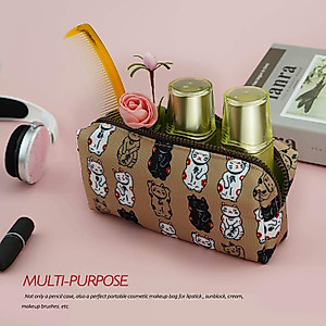 LParkin Lucky Japanese Cat Pencil Case Cute Maneki Neko Cat Pencil Bag Pouch Case Makeup Cosmetic Bag Kawaii Gadget Box Stationary