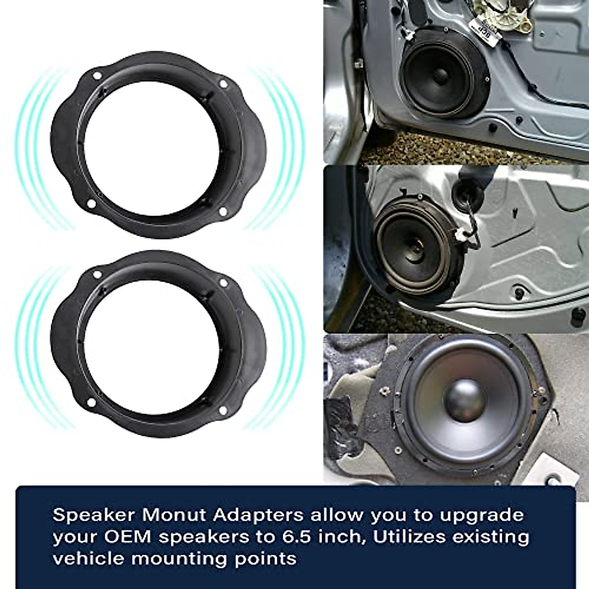 NuIth 6.5"/6.75" Car Door Speaker Adapter Bracket Compatible with Ford F150 2009-2013, Focus 2004-2012, Escape 2005-2012, C-Max 2003-2010 Mount Aftermarket Speaker Spacer Ring 1 Pair