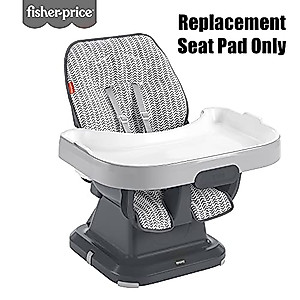 F-Price Replacement Part for Fisher-Price Highchair - HBD72 ~ Space-Saver Simple Clean High-Chair Booster Seat ~ Pencil Strokes ~ Replacement Seat Pad, Gray, White