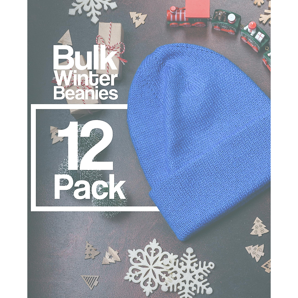 12 Pack Winter Beanie Hats for Men Women, Warm Cozy Knitted Cuffed Skull Cap, Wholesale