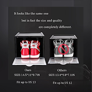 AOTENG STAR Black Storage Shoes Box Womens Mens Shoe Storage Display Box Plastic Foldable Stackable Shoe Container Clear Closet Shelf Shoe Organizer-6 Pack