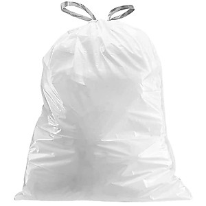 Plasticplace Custom Fit Trash Bags, Compatible with simplehuman Code Y (100 Count) White Drawstring Garbage Liners 30.4 Gallon/ 115 Liter, 28.5" x 39"