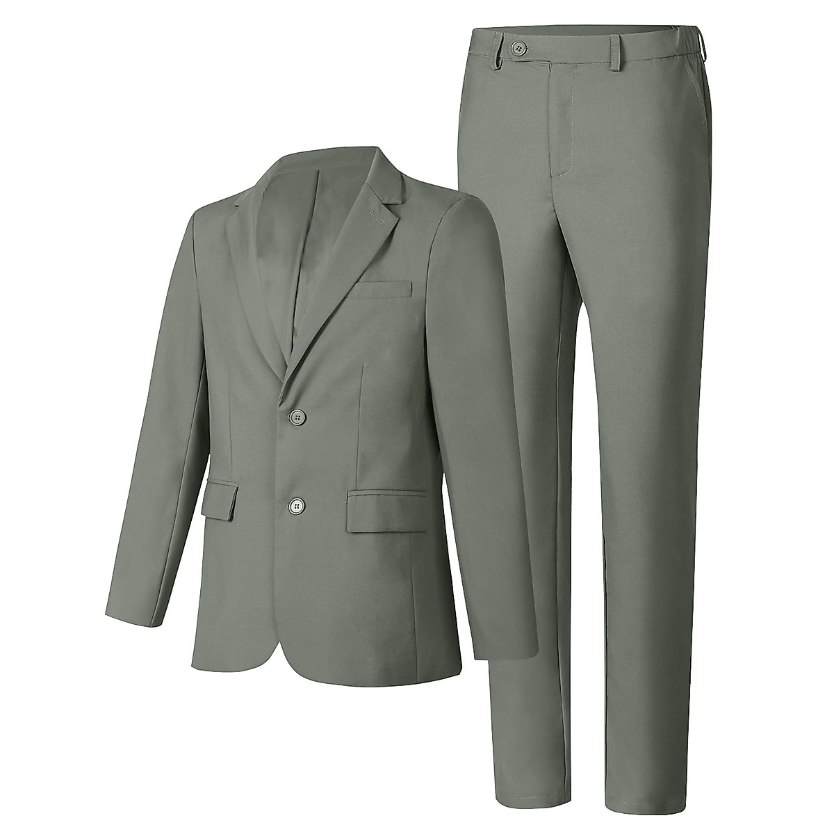 Ryannology Mens 2 Piece Suits Notch Lapel Dress Suits 2 Button Slim Fit Tuxedo Jacket Blazer Pants for Business Wedding Prom Grey