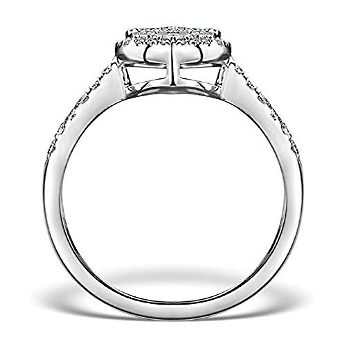 JewelsForum 14K White Gold 0.80 Carat Natural Diamond Galileo Halo Engagement Anniversary Wedding Ring for Women (Color-HI,Clarity-I1/I2) (6.5)