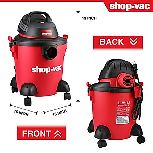 Shop-Vac 5 Gallon 2.0 Peak HP Wet/Dry Vacuum 5971536 + 90107 Paper Disc Filter 6 Pack