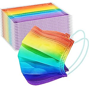 Kids' 60PCS Disposable Face Masks Gradient Rainbow Colors Individually Packaged 3-Layer Filter Soft Elastic Ear Loops Nonwoven Fabric