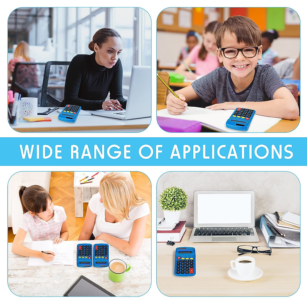 12 Piece Pocket Size Mini Calculators Solar Powered Calculators Handheld 8 Digit Display Basic Calculators Dual Power Basic Calculator Pocket Calculator for Office Students Kids, No Battery