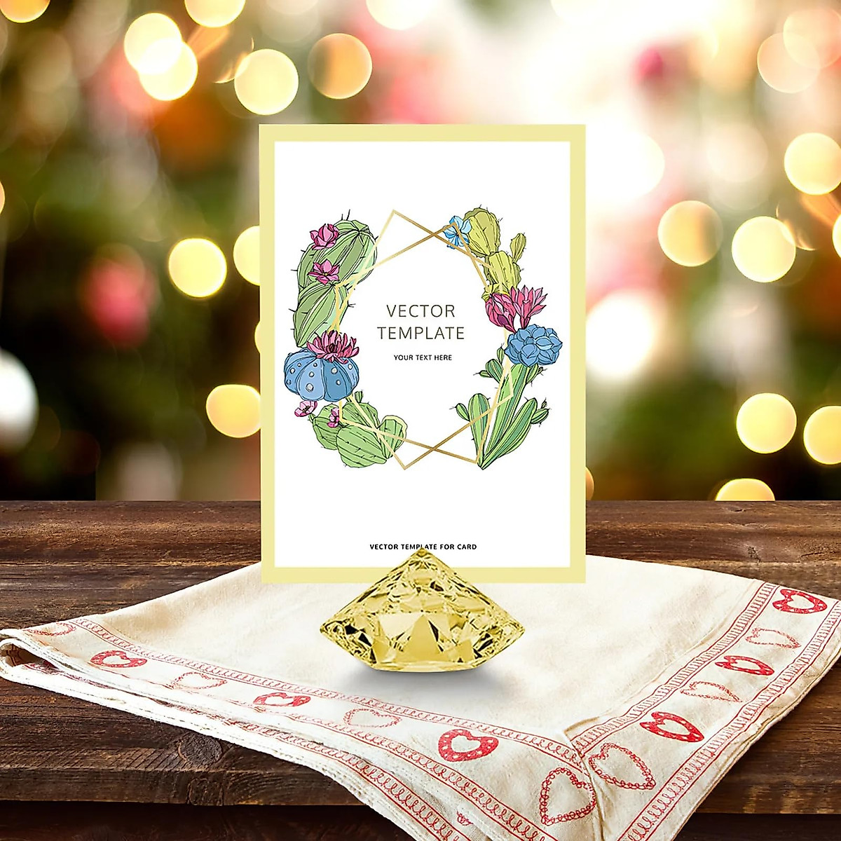 Tvoip 24 Pieces Diamond Card Holder Table Number Holder Place Card Holders Acrylic Crystal Diamond Tabletop Card Stands for Party Weddings Table Decoration (Champagne)