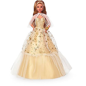 2023 Holiday Barbie Doll, Seasonal Collector Gift, Barbie Signature, Golden Gown and Displayable Packaging, Light Brown Hair