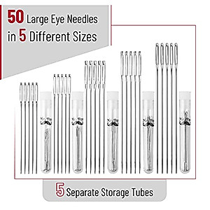 Mr. Pen- Large Eye Needles for Hand Sewing, 50 Pack, Assorted Sizes, Sewing Needles, Needles, Needles for Sewing, Embroidery Needles for Hand Sewing, Sewing Needles Large Eye, Big Eye Needle