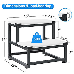 LIANTRAL Step Stool for Adults Kids, 2 Step Stool, Heavy Duty Steel Sturdy Wooden Step Stool Helper, Supports Up to 500lb, Foot Stool, Step Stool for High Bed, Sofa - White