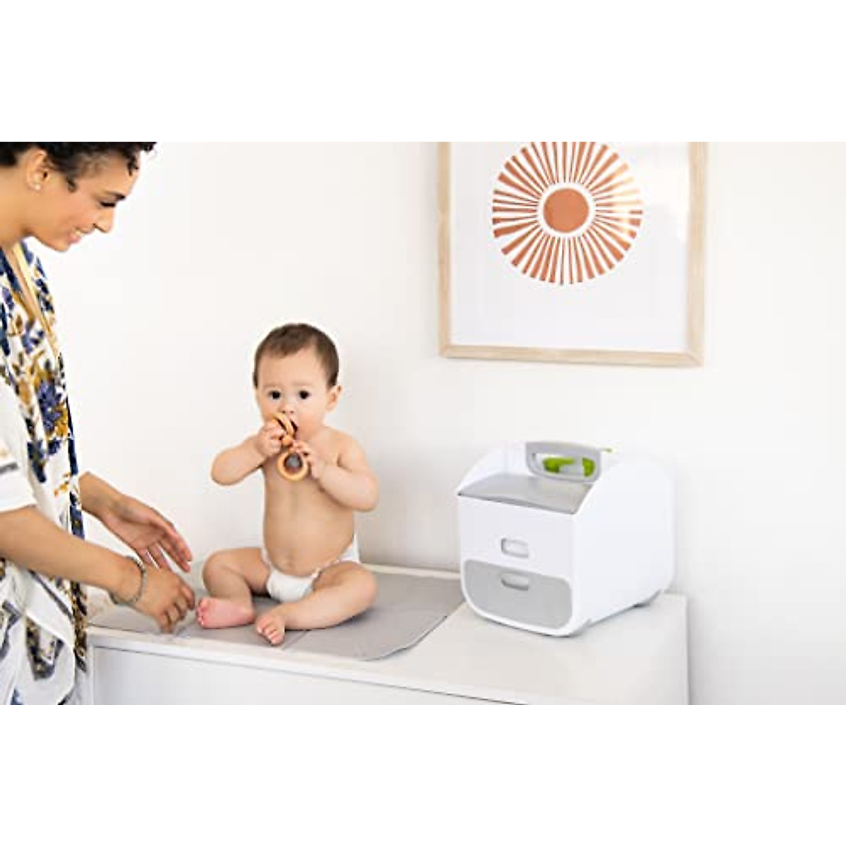 Ubbi Portable Diaper Changing Station Diaper Storage Caddy Organizer with Folding Changing Mat, Stores Baby Diapers, Wipes and Baby Accessories, Gray