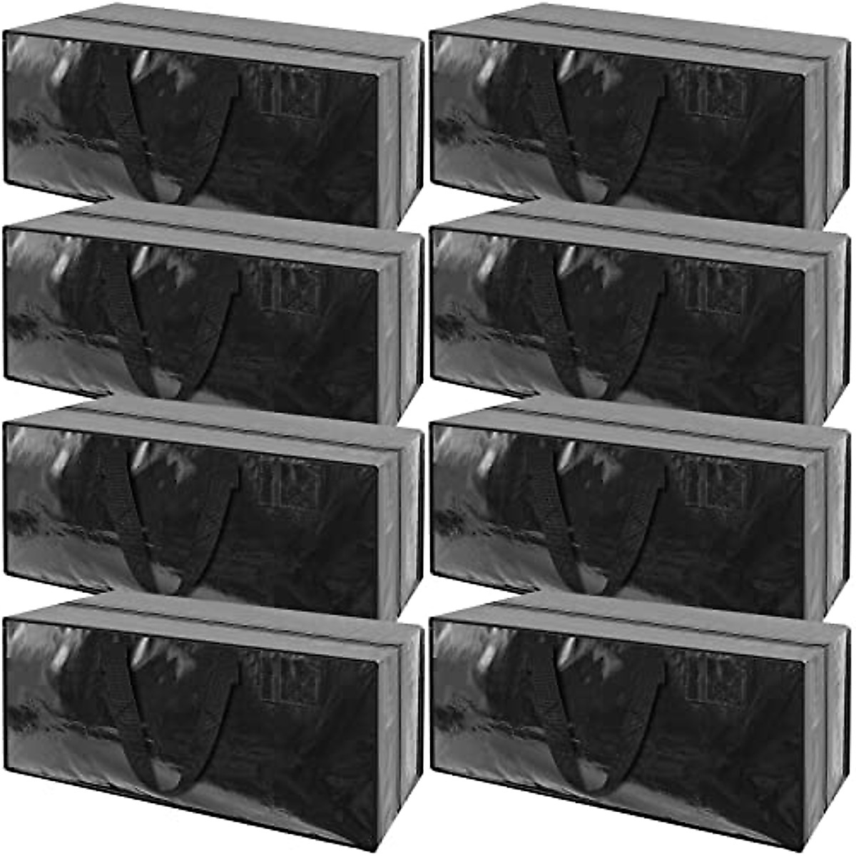 8 Pack Extra Large Moving Bags,Heavy Duty Moving Storage Bags,Foldable Storage Totes for Space Saving,Packing Supplies for Moving Storing,with Sturdy Backpack Straps Handles & Zippers,Reusable (Black)
