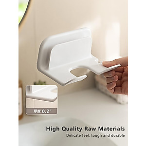 STORICANS Universal Hair Dryer Holder, Blow Dryer Hanger Wall Mount for Hair Dryer Hook with Plug&Cord Organizer Self Adhesive for Cabinet Bathroom |White | 5x4 Inch