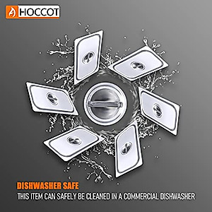 HOCCOT 6-Pack 1/6 Size Stainless Steel Steam Table Lid Solid Hotel Pan Cover Buffet Pan Lids Roasting Pans Cover with Handle Lid for Steam Food Pan