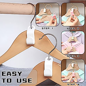 200PCS Clothes Hanger Connector Hooks, 4-Colors Hanger Extender Clips, Plastic Magic Hanger Hooks for Hangers Space Saving and Clothes Closet Organizer