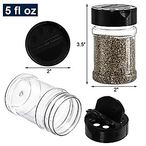 Yesland 20 Pack Plastic Spice Jars Bottles, 5 Oz PET Spice Containers BPA Free with Black Cap, Empty Seasoning Jars Glitter Storage Containers for Storing Spice Herbs Powders Glitter