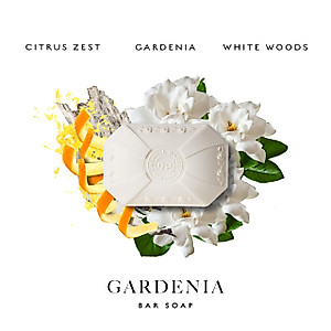 Caswell-Massey Castile Bar Soap, Womens Body Wash, Hand Soap, and Face Wash, Moisturizing Natural Body Soap for Bath or Shower, Gardenia, 3 (3.5 oz bar) Gift Set