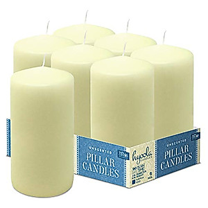 Hyoola Ivory Pillar Candles 3x6 Inch - Unscented Pillar Candles - 6-Pack - European Made