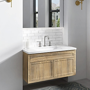 PARLOS Brushed Nickel 8 inch Widespread Bathroom Sink Faucet 3 Hole Vanity Faucet with cUPC Faucet Supply Lines, 1.2GPM