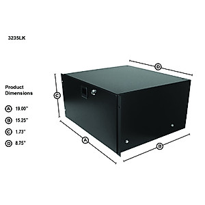 Penn Elcom 3235LK Standard Steel Rack Drawer for 5 Rack Spaces, 5U Sliding with Slam Latch & Keyed Lock, 14 Inch Deep Gear Storage
