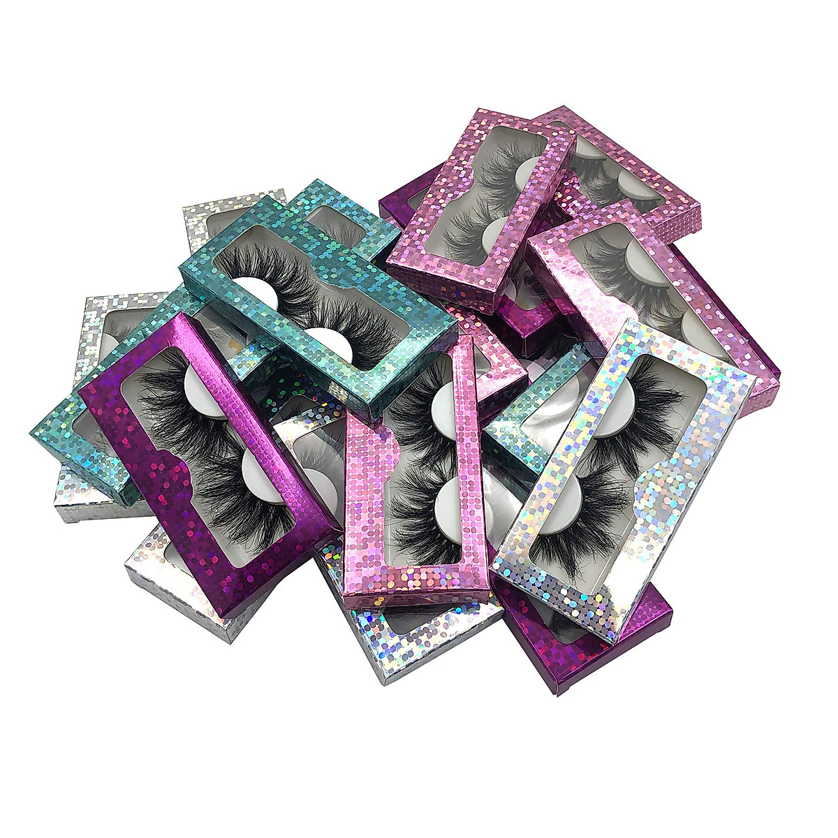 Mikiwi 20 Pack 25mm False Eyelashes, Real Mink, Handmade Full Strip, Cruelty Free, Dramatic 3D Lashes, Black, 20 Pairs