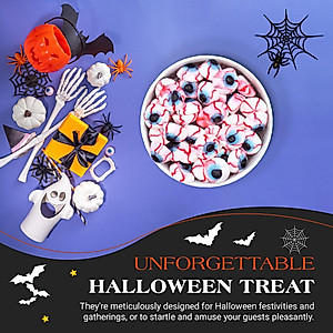 Purple Plum Halloween Trick or Treat Candies | Stuffed Eyeball Gummies in Scary Skull Shape Candy Jar | Spooky Sweets | Perfect For Halloween