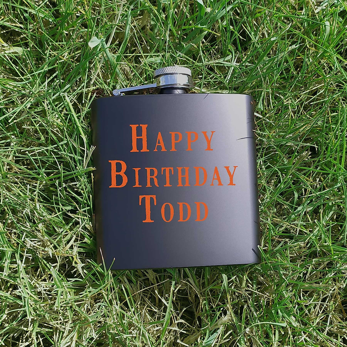 Personalized 6oz Stainless Steel Matte Black Flask - Printed Your Text Here, Metal Hip Pocket Discreet Flask – Custom Novelty Groomsmen Gifts – Liquor Whiskey Gifts for Men Women