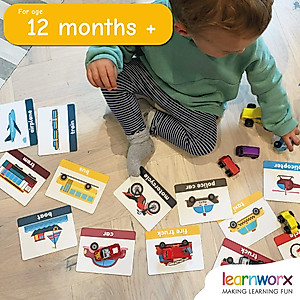 LearnWorx 101 Baby Flash Cards for Toddlers 1-3 | Award Winning First Words Toddler Flash Cards | Speech Toys Help Learn Objects, Numbers & Play Games - Big Toddler Learning Flashcards Preschool Kids