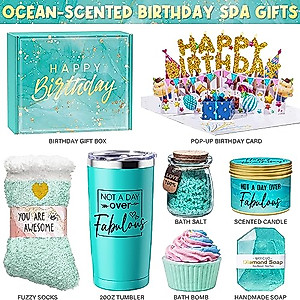 Birthday Gifts for Women Friendship, Ocean Relaxing Spa Gifts Basket Set for Women, Self Care Gifts Unique Happy Birthday Gifts Idea for Mom Her Best Friends Sister Wife Girlfriend Coworker Teacher