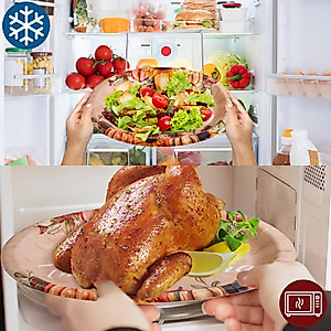 WDF 50Pack Thanksgiving Paper Plates - 10" x 12" Oval Paper Plates Dinner Size Large Disposable Platter Heavy Duty For Happy Thanksgiving Serving Tray Autumn Fall Harvest Party Supply