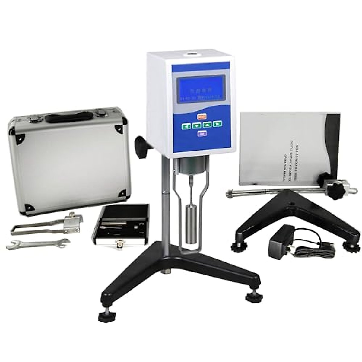 VTSYIQI Rotational Viscosity Meter Liquid Viscosity Tester Benchtop Digital Rotational Viscometer for Inks Paints Adhesives Greases Cosmetics with Range 1-100000mPa.s Accuracy ±1% 4 Viscosity Rotors