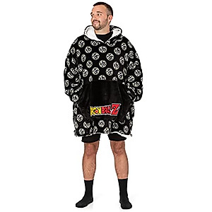 Dragon Ball Z Oversized Blanket Hoodie Adults Mens Womens Sherpa Fleece One Size Black