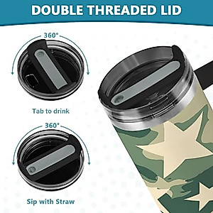 FRCSDIY Stars Insulated Tumbler with Handle and Straw Lid,40oz Leakproof Stainless Steel Cup BPA-Free Water Bottle