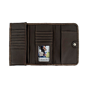 American West Women's Tri-Fold Leather Wallet Billfold for Women