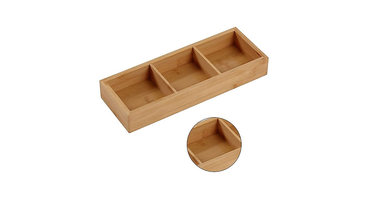 Multi-Compartment Wooden Tray for Serving Food