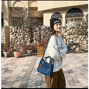 GESALOP Women's Denim Crossbody Bag, Small Shoulder Bag, Denim Purse, Handbag (Light blue)