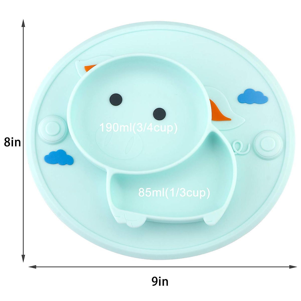 Baby Silicone Plate, Toddler Suction Plates Mini Plate Placemat for Kids and Infants Self Feeding, BPA Free, Microwave & Dishwasher Safe