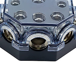 S SYDIEN 1Pc 1 in 5 Ways Out Way Power Distribution Block 0/2/4 Gauge in 2/4/8 Gauge Out Car Audio Splitter Power Ground Distributor Blocks