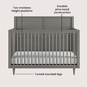 Child Craft Surrey Hill 4-in-1 Convertible Crib, Baby Crib Converts to Day Bed, Toddler Bed and Full Size Bed, 3 Adjustable Mattress Positions, Non-Toxic, Baby Safe Finish (Toasted Chestnut)