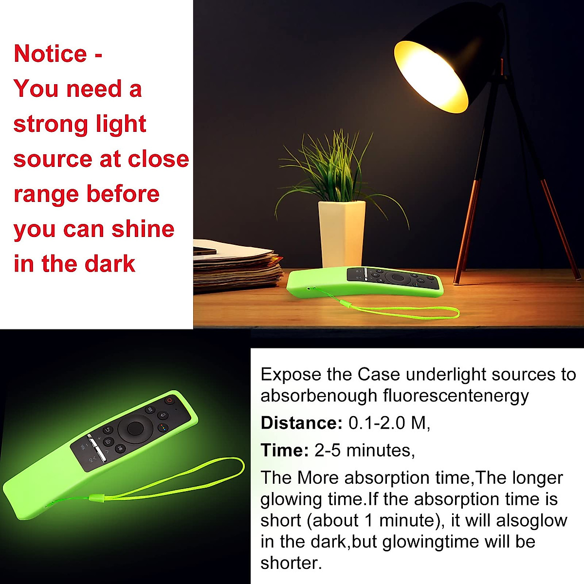 【2 Pack】 Silicone Protective Case for Samsung TV Remote Glow in The Dark, Remote Cover for Samsung Smart TV Remote BN59 Series, for BN59-01266A/BN59-1312A/BN59-01260A(Luminous Green + Blue)