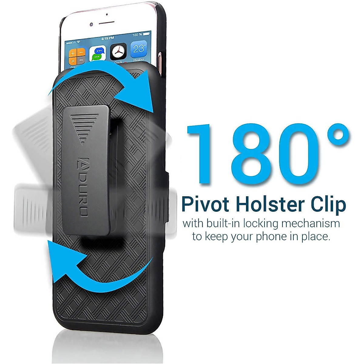 Aduro iPhone SE2/8/7/6/6s Holster Case, Combo Shell & Holster Case - Super Slim Shell Case with Built-in Kickstand, Swivel Belt Clip Holster for Apple iPhone SE 2nd Gen (2020) 8, 7, 6, 6s