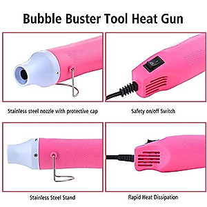 5Pcs Epoxy Glitter Tumbler Kits,Portable Bubble Buster Tool Heat Gun for DIY Acrylic Resin Cups to Remove Air Bubbles,4Pcs Magic Epoxy Brushes for Vinyl Crafts Tumbler (Pink)