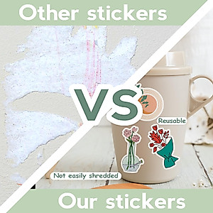 Diuyose 200Pcs Boho Stickers, Aesthetic Stickers for Water Bottles, Vinyl Waterproof Scrapbook, Laptop, Phone, Decorative Gifts Kids, Teens, Adults Yellow we-89