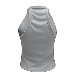 Bravetoshop Women's Casual Summer Ribbed Tank Tops Stretch Tight Sleeveless Basic Lightweight Tee Shirts (Gray,XXL)